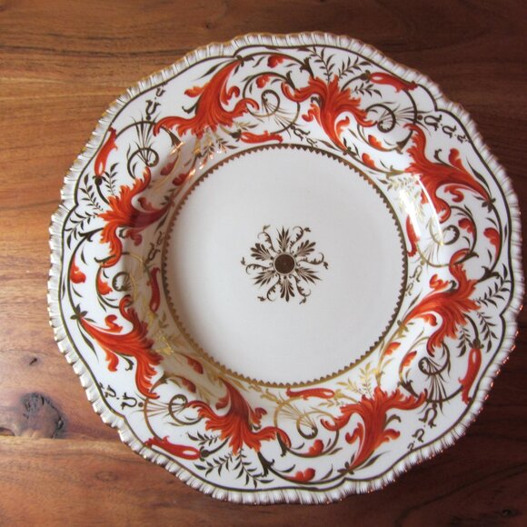 Antique | Dining | Antique Coalport China Deep Dinner Plate Red Gold Scrolls W394 | Poshmark